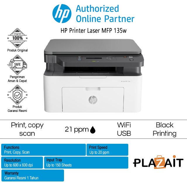 Jual Printer HP LaserJet MFP 135W - Print, Scan & Copy Wireless | Shopee Indonesia