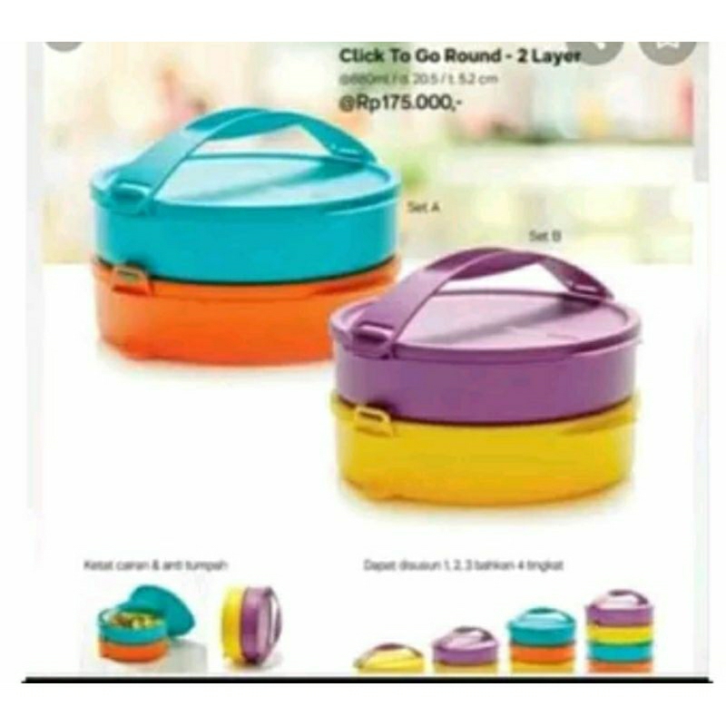 Jual Rantang 2 susun bulat click to go run(new) dan small carry all set ...