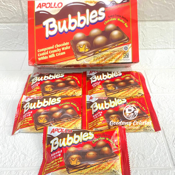 Jual Apollo Bubbles Chocolate Wafer Bar Berkrim Coklat 1 Box Isi 12 Pcs ...