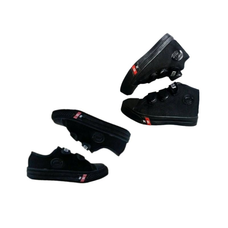 Jual Sepatu Anak Sekolah Full Hitam Anak SD SMP Model Velcro/Perekat ...