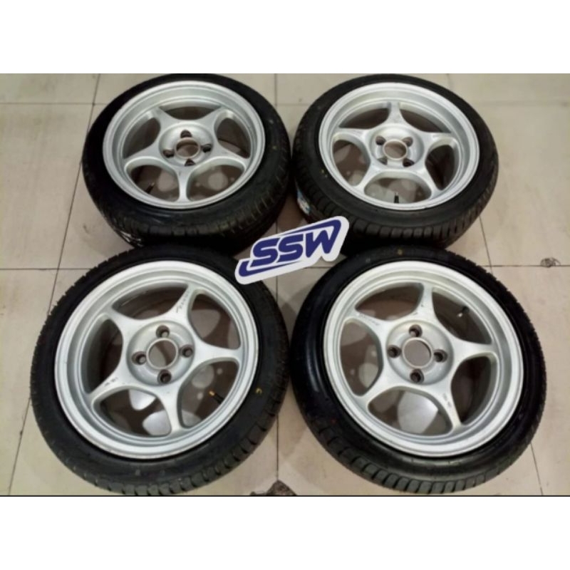 Jual velg seken racing enkei tulang ring 15x6,5 pcd 4x100 ban 195 45 r15 | Shopee Indonesia