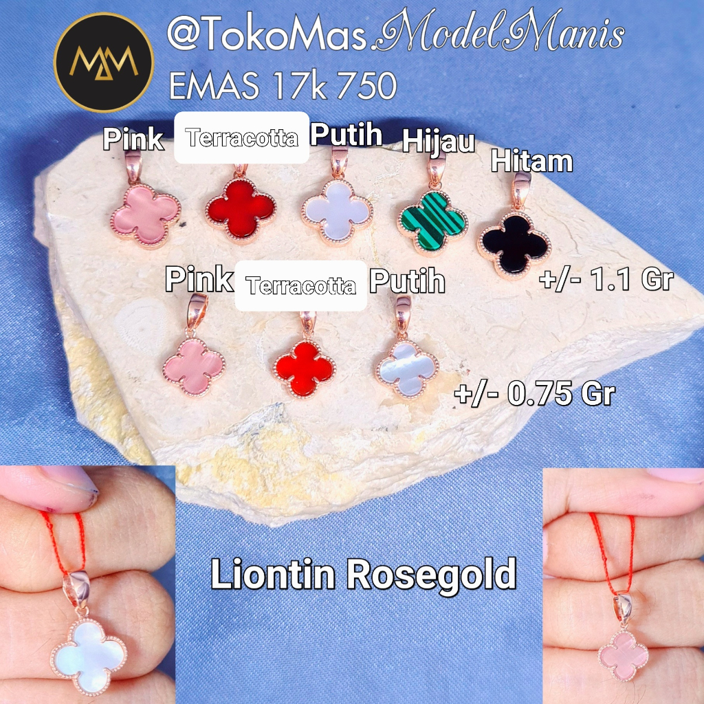 Jual Liontin Van Cleef Baby Pink Emas 750 kadar 17k | Shopee Indonesia