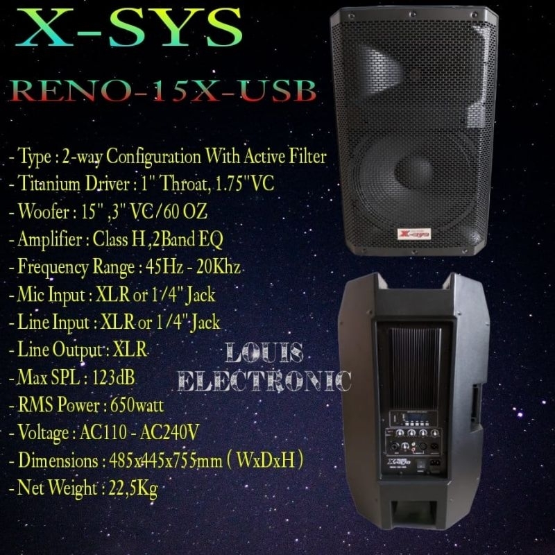 Jual Speaker Aktif X-SYS RENO 15X USB XSYS 15X USB ORIGINAL ( Harga 2 ...