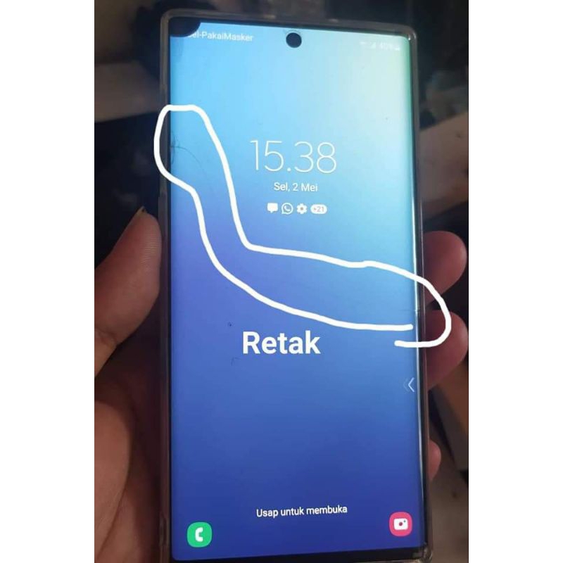 Jual lcd + frame Samsung note 10 SM -n970f/ds minus retak sama tompel ...