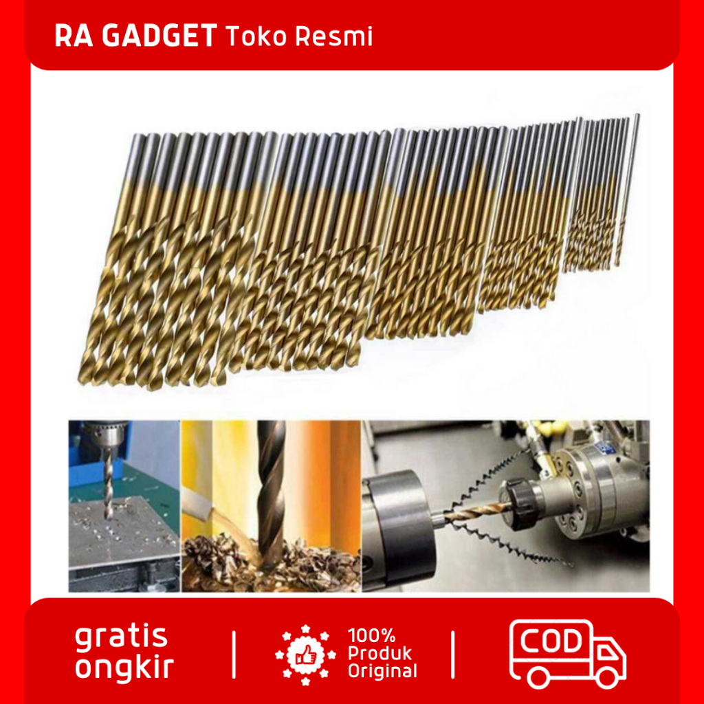 Jual Mata Bor Power Drill Bits Titanium Coated 50 PCS / Mata Bor ...