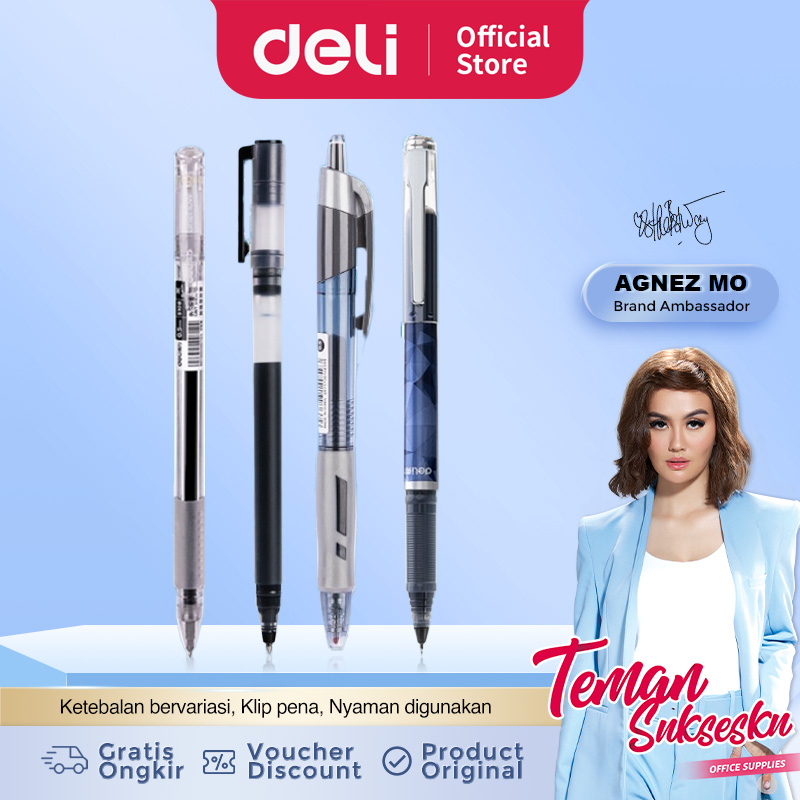 Jual Deli Office Gel Pen Pulpen Kantor 0.5/0.7/1mm Warna Tinta Hitam ...