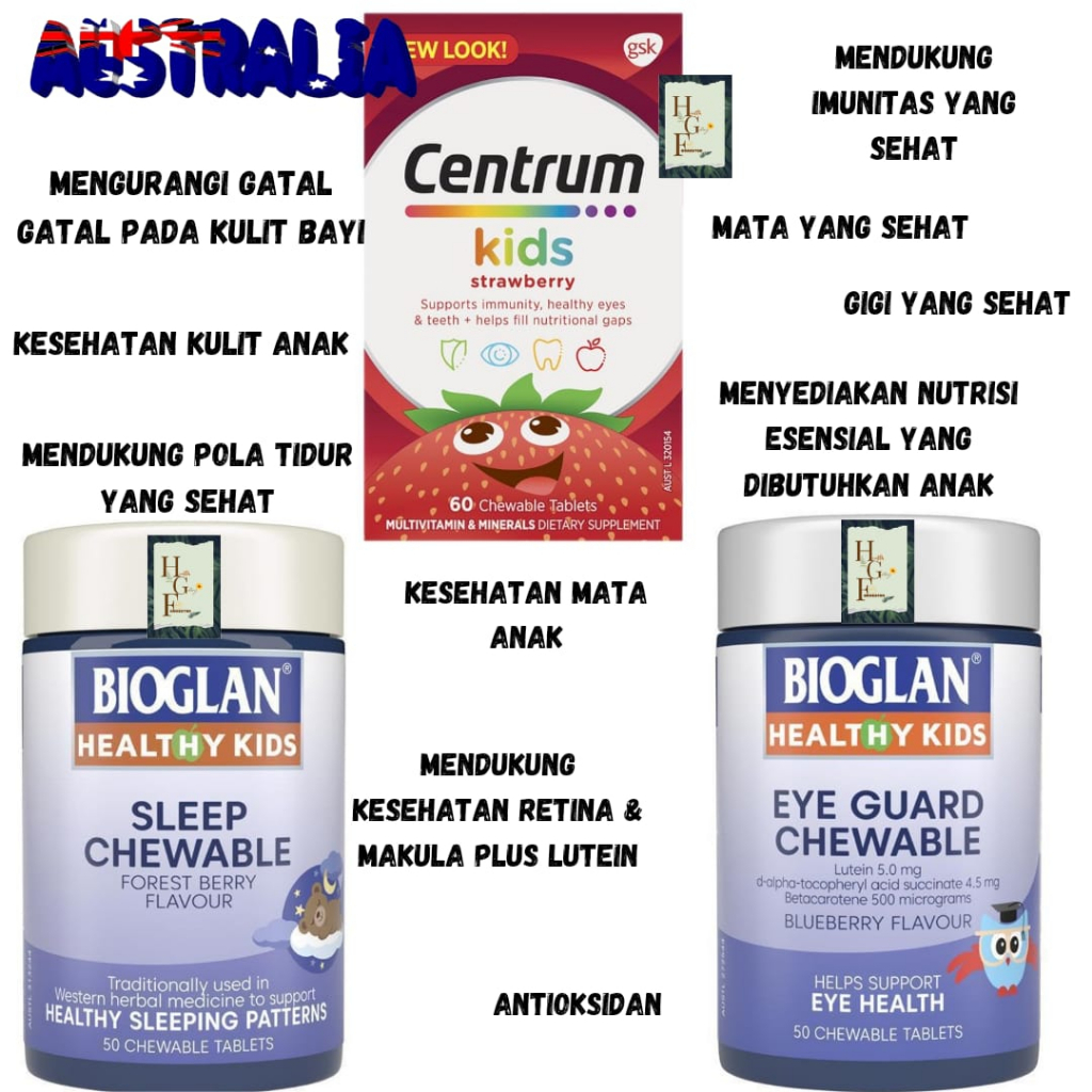 Jual Bioglan Healthy Kids Eye Guard Chewable, Bioglan Multivitamin ...