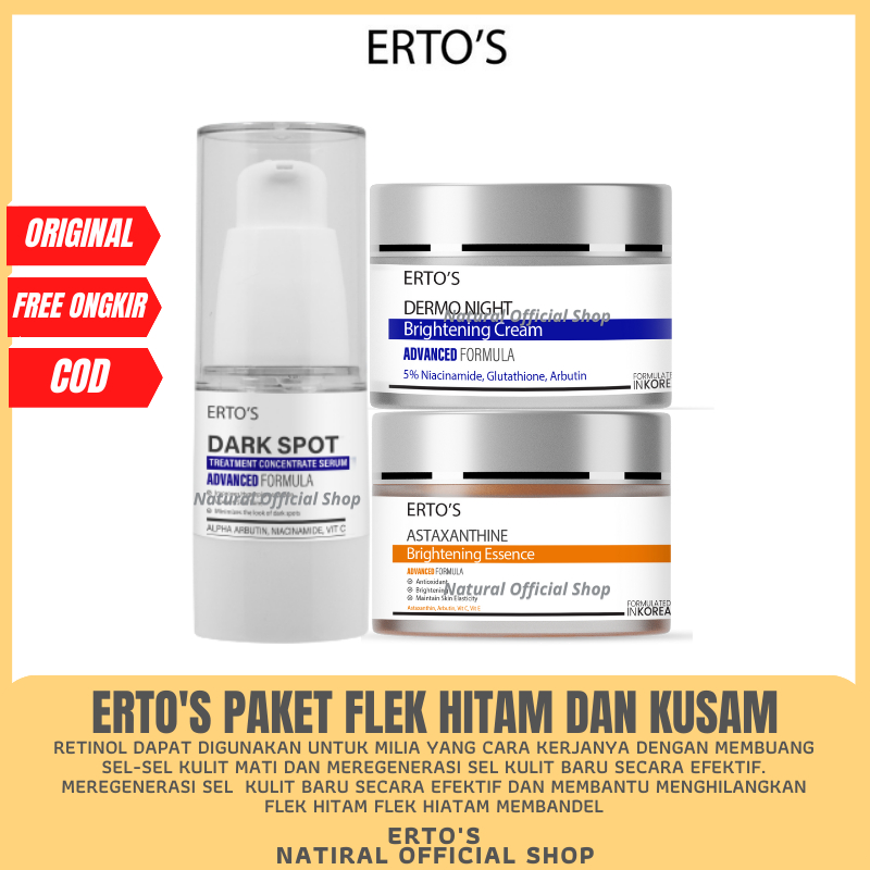 Jual Ertos Paket Flek Hitam dan Wajah Kusam 3in1 ( Astaxanthine, Night Cream, Dark Spot ...
