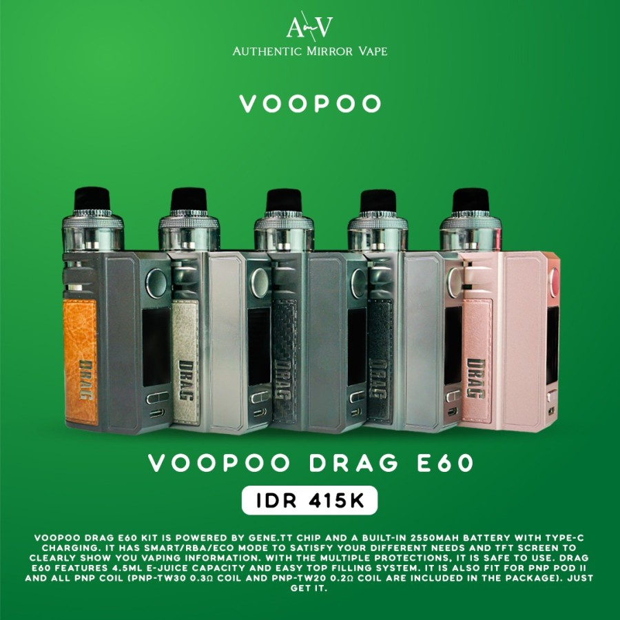 Jual Voopoo Drag E60 60W 2500mAh Pod Kit by Voopoo - PS | Shopee Indonesia