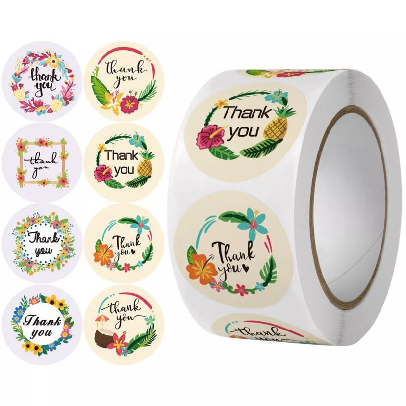 Jual GROSIR Stiker Roll isi -+500pcs 1roll Sticker thank you thankyou ...