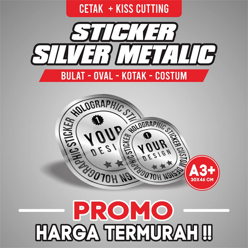 Jual STIKER SILVER METALLIC KEMASAN UMKM makanan & minuman VINYL A3 ...