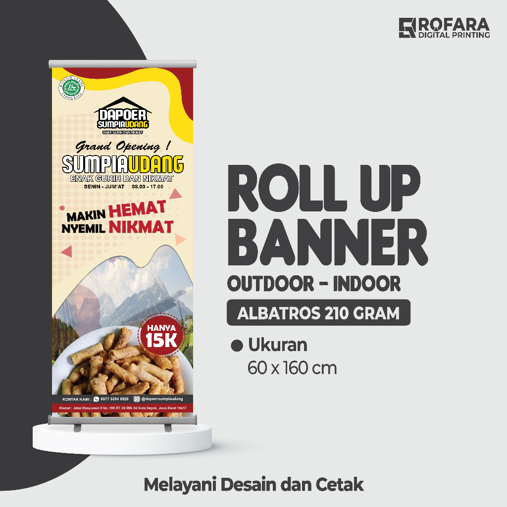 Jual Roll Up Banner | Bahan Albatros 210 gram - Ukuran 60 x 160 cm | Shopee Indonesia