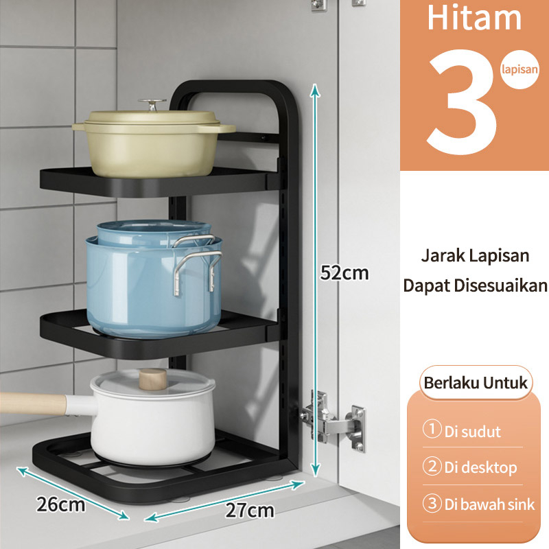 Jual Rak Panci Dapur Multifungsi Rak Lauk Kompor Sudut Wastafel Kabinet ...
