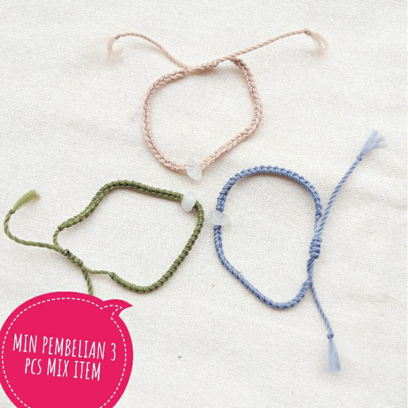 Jual GELANG RAJUT/GELANG SIMPLE/ MANIK BATU PUTIH [4] | Shopee Indonesia