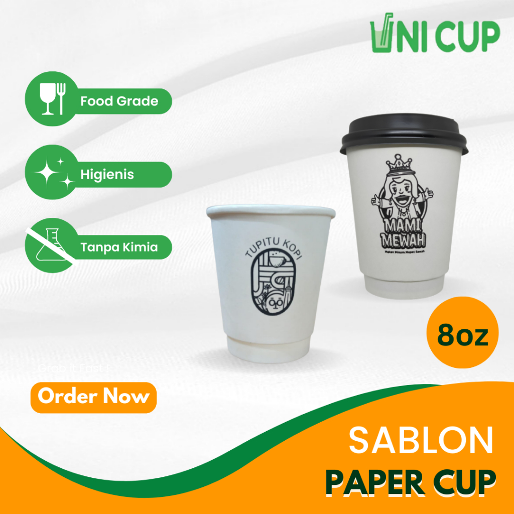 Jual PAPER CUP CUSTOM 8 Oz Double Wall + TUTUP | CETAK SABLON PAPER CUP ...