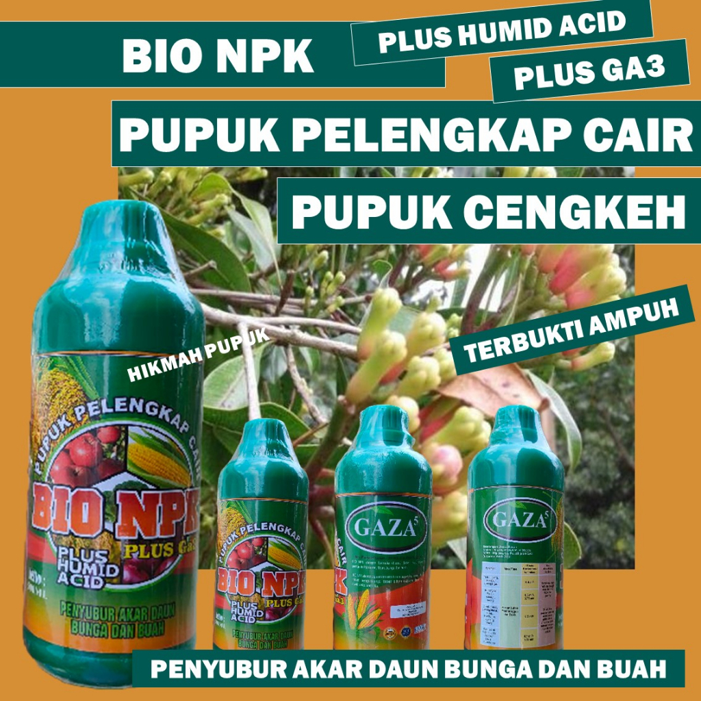 Jual Pupuk NPK Plus Ga3 dan Humid Acid Pelebat Cengkeh Terbaik BIO NPK Isi 500 ML, Pupuk Organik ...