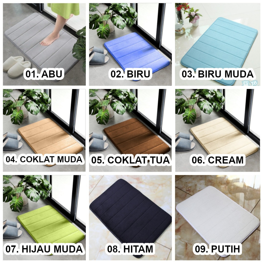Jual Keset Kaki Anti Slip 40X60CM Bahan Memory Foam / Keset Kamar Mandi ...