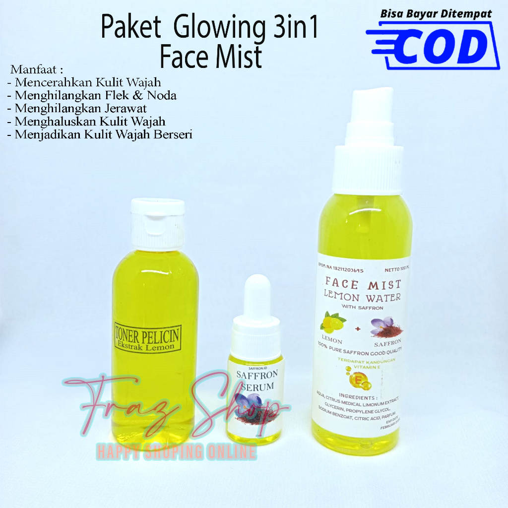 Jual PAKET GLOWING 3IN1[ Serum saffron-Face Mist Saffron-Toner Pelicin ...