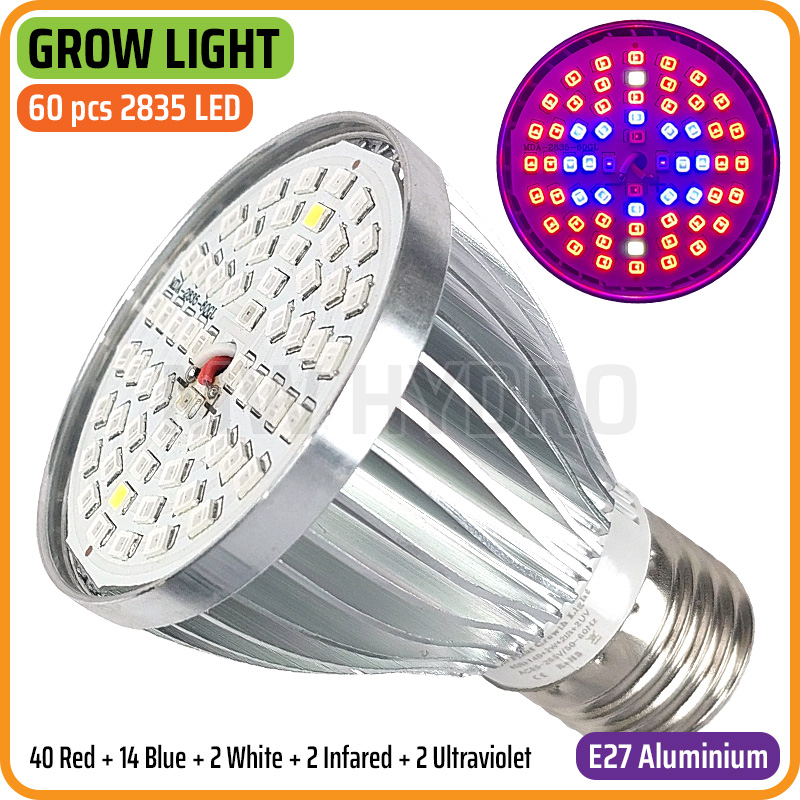 Jual LED Plant Grow Light, E27 Aluminium Case, 60 pcs 2835 SMD LED (Red ...
