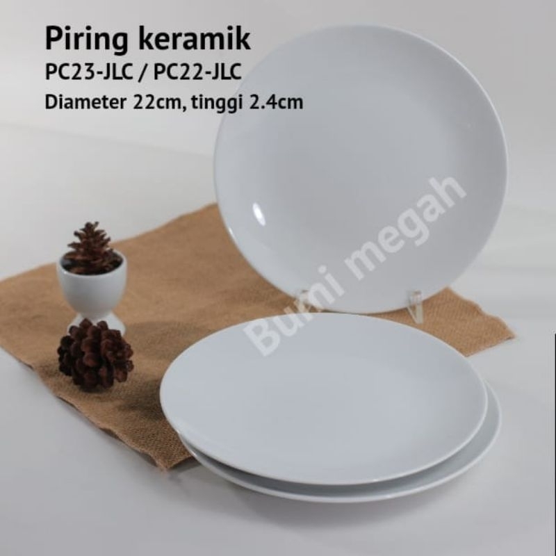 Jual Piring Polos /Piring ceper keramik polos 22cm (1Pcs) Blanc by ...