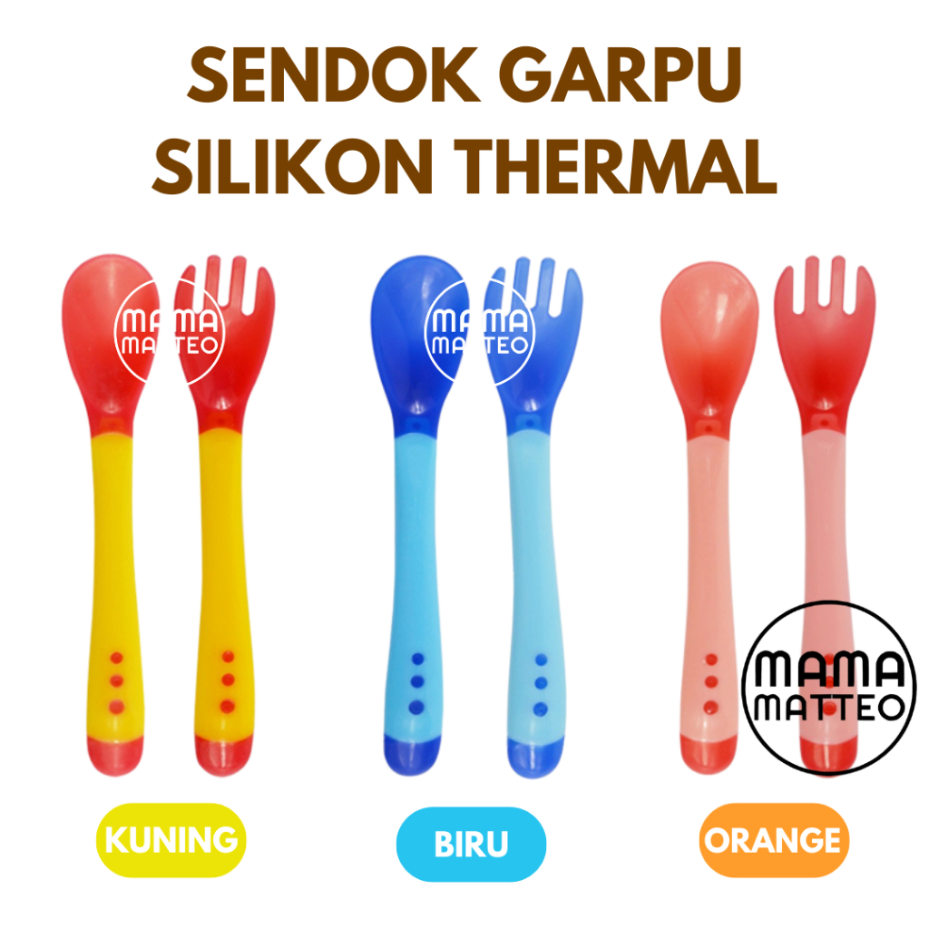 Jual Sendok Garpu Makan Bayi Silikon Dot / Spoon Fork Lentur Baby Kids ...