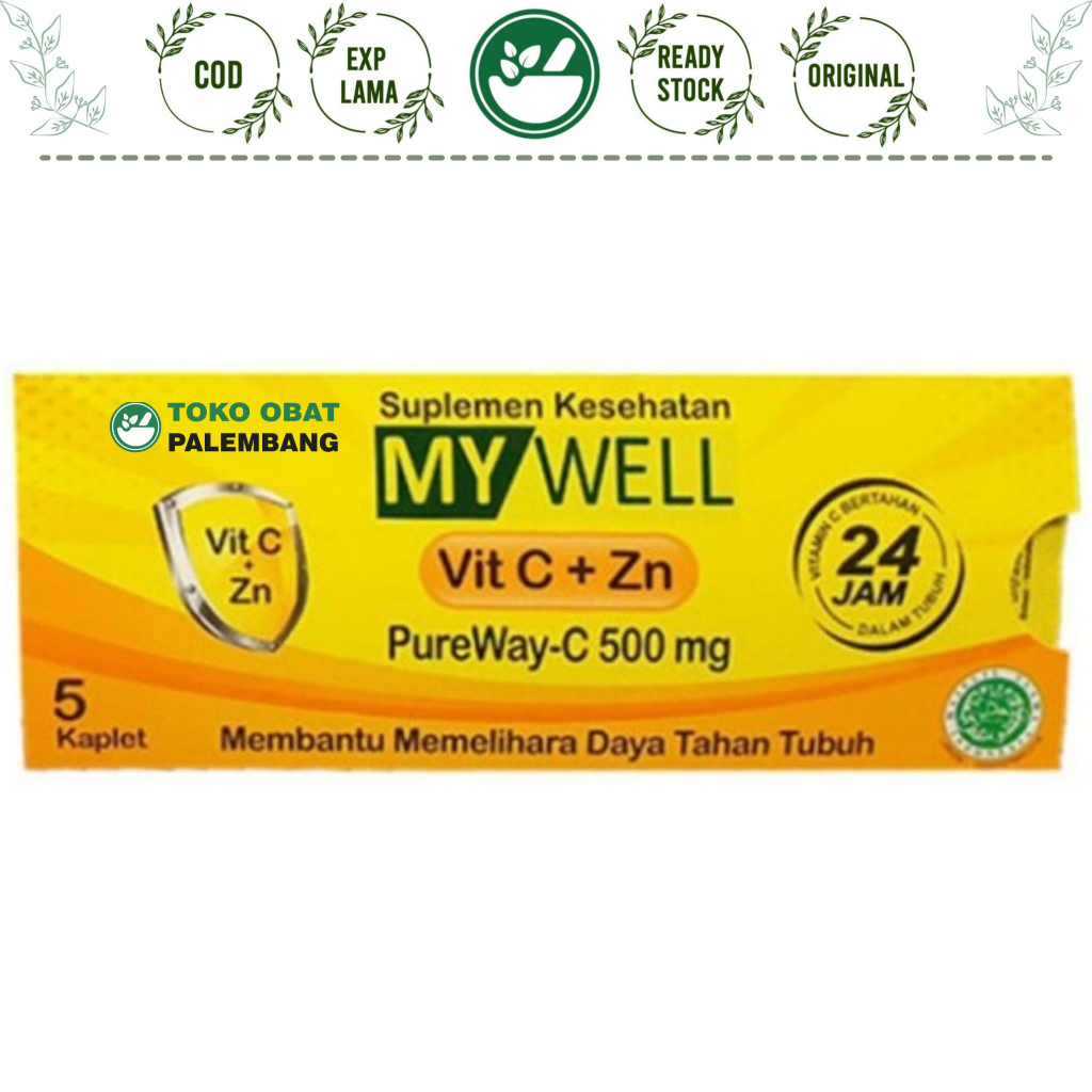 Jual MYWELL VITAMIN C + ZINC 5 KAPLET MY WELL VIT C ZN PUREWAY C 500MG ...