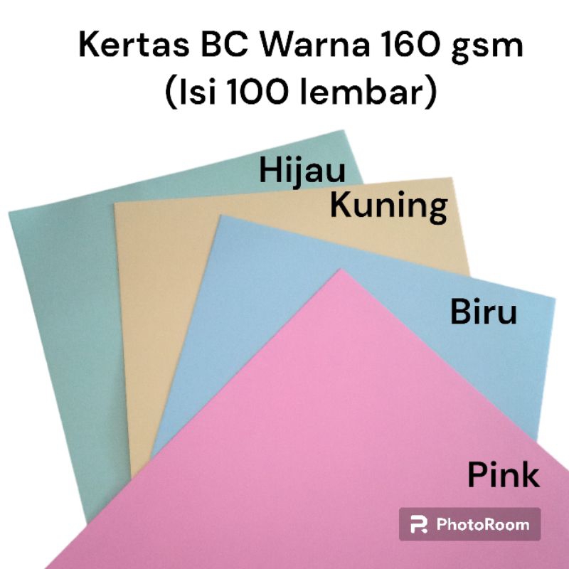 Jual Kertas BC Warna Ukuran F4/A4 160 gsm (Isi 100 lembar) | Shopee ...