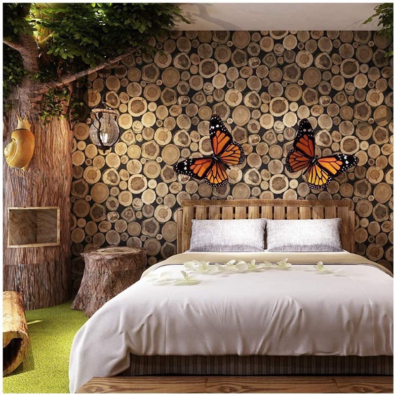 Jual Wallpaper Dinding Wallpaper Motif Kayu Tumpuk/ Potong 8m,s/d 9m ...