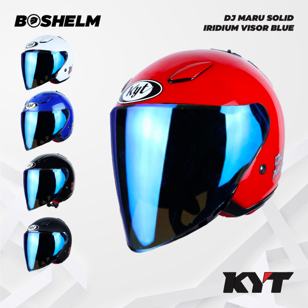 Jual BOSHELM Helm KYT DJ MARU SOLID Iridium Visor NORISK BLUE Half Face ...
