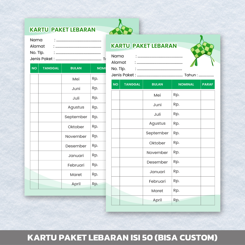 Jual (Isi 50 PCS) Kartu Paket Lebaran Mingguan Bulanan | Shopee Indonesia