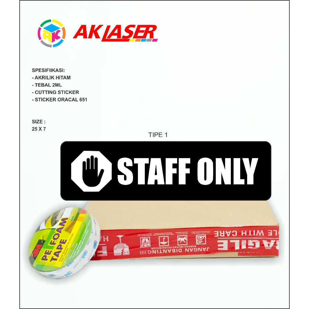 Jual Akrilik Staff Only Tipe 1 Acrylic Signage Sticker Signboard ...