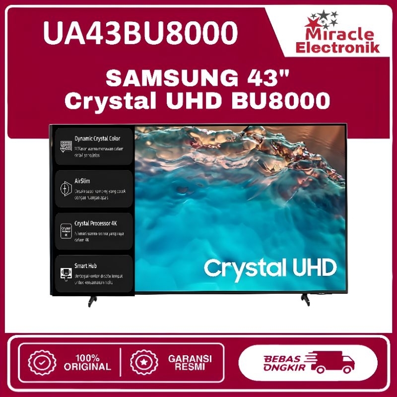 Jual TV SAMSUNG 43BU8000 43 Inch CRYSTAL UHD 4K SMART TV - UA43BU8000KXXD | Shopee Indonesia