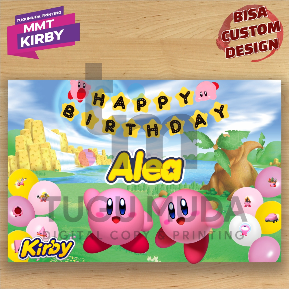 Jual Cetak Banner|Backdrop|Spanduk Ultah/Ulang Tahun Anak-KIRBY - PINK ...