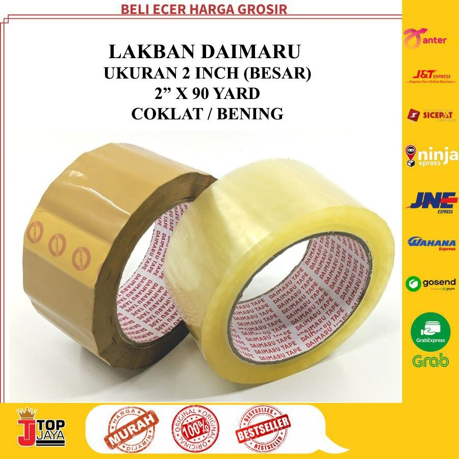 Jual Lakban / Tape Besar DAIMARU Bening/Transparant & Coklat 2"inch x 90 Yard | Shopee Indonesia