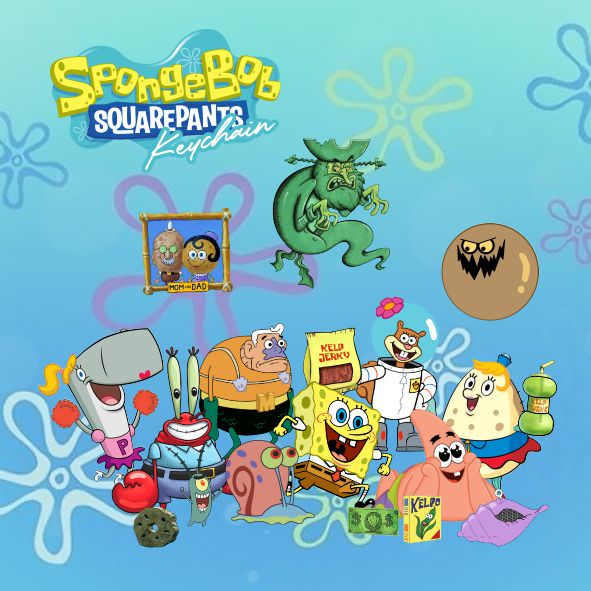 Jual Spongebob Keychain Gantungan Kunci Patrik Squidward Crab Puff ...
