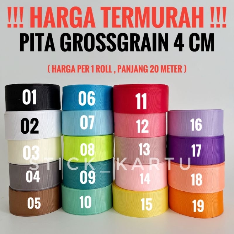 Jual PITA GROSSGRAIN 4 CM / 1-1/2 INCH 1 ROLL PANJANG 20 METER / Pita ...