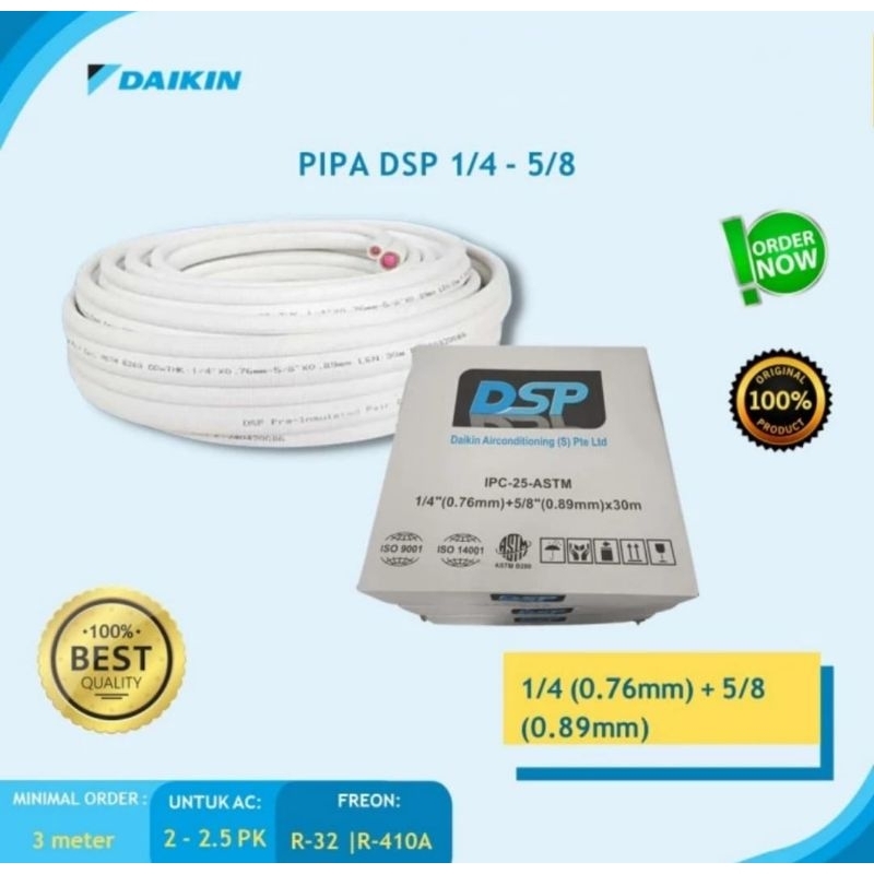 Jual pipa AC DSP 1/4 x 1/2 (AC 1,5 -2 pk) per Meter | Shopee Indonesia