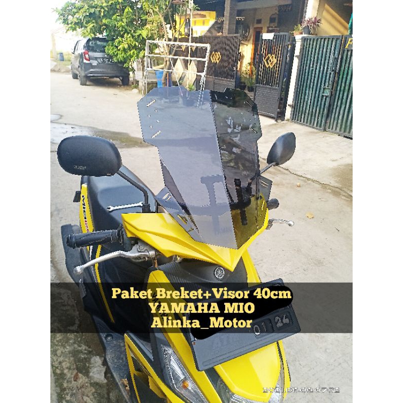 Jual PAKET Breket+Visor 40cm V1 YAMAHA MIO | SOUL GT DLL Visor Touring ...