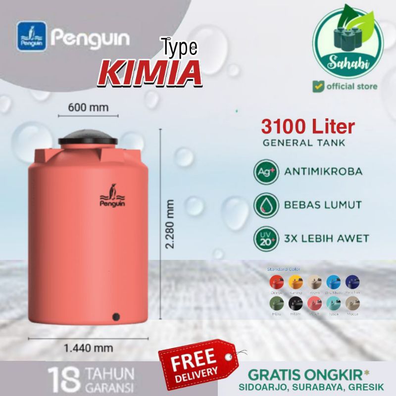 Jual Tandon Air / Toren Air / Tangki Air Penguin TB 300 vol 3100 L ...