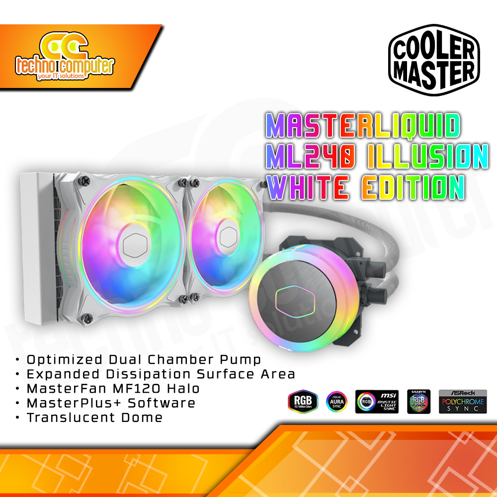 Jual CPU COOLER COOLERMASTER MASTERLIQUID ML240 Illusion ARGB White - 240mm AIO Liquid Cooler ...