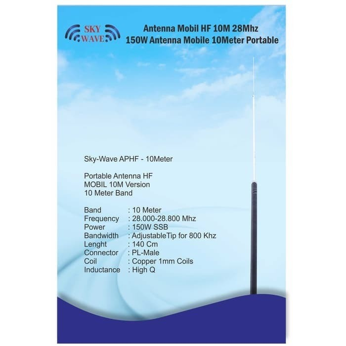 Jual Antena Mobil HF 10m 28 Mhz 150W Antenna Mobile 10 Meter Portable ...