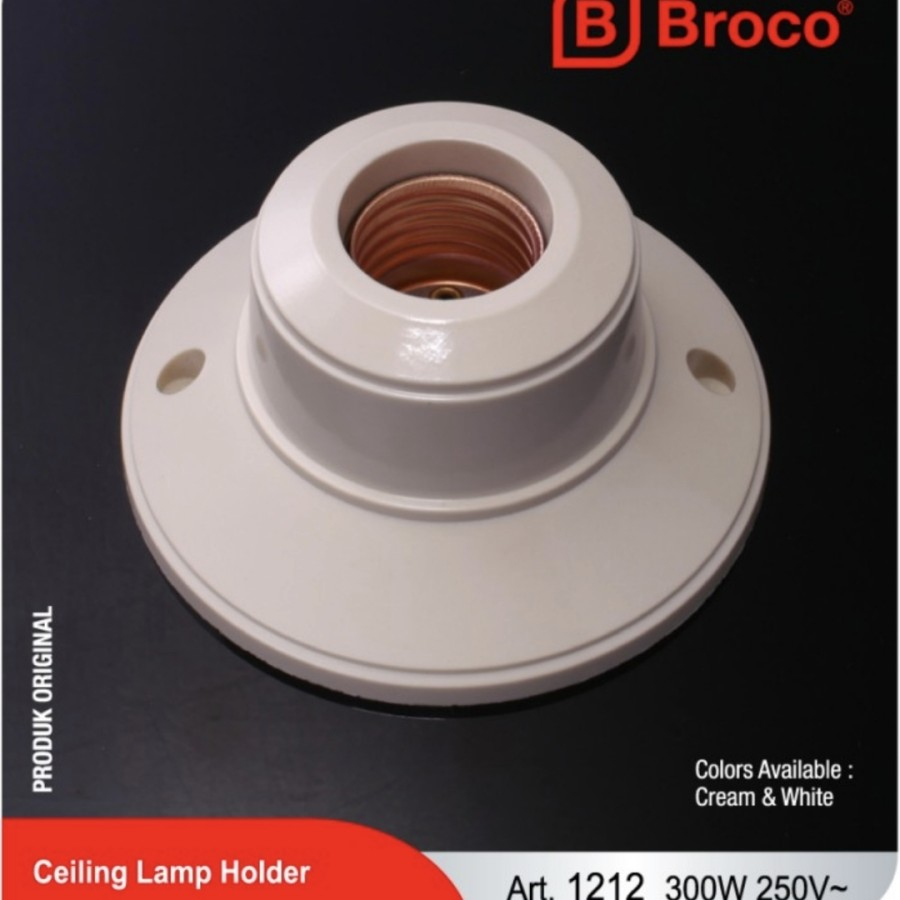 Jual BROCO FITTING FITING TEMPEL PLAFON BULAT NEW CREAM 1212 | Shopee ...
