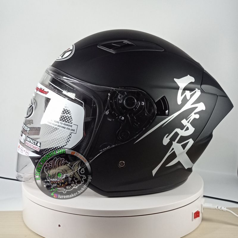 Jual HELM NHK R1 MAX KANJI 1 BLACK SILVER DOFF | Shopee Indonesia