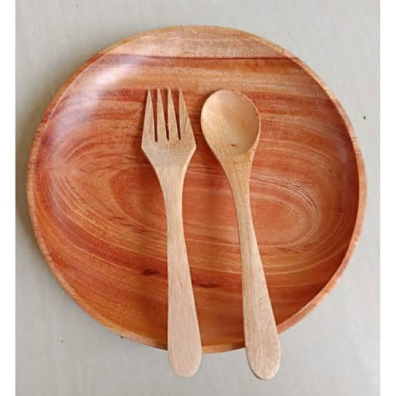 Jual PAKET SET PIRING SENDOK GARPU KAYU MAHONI | Shopee Indonesia