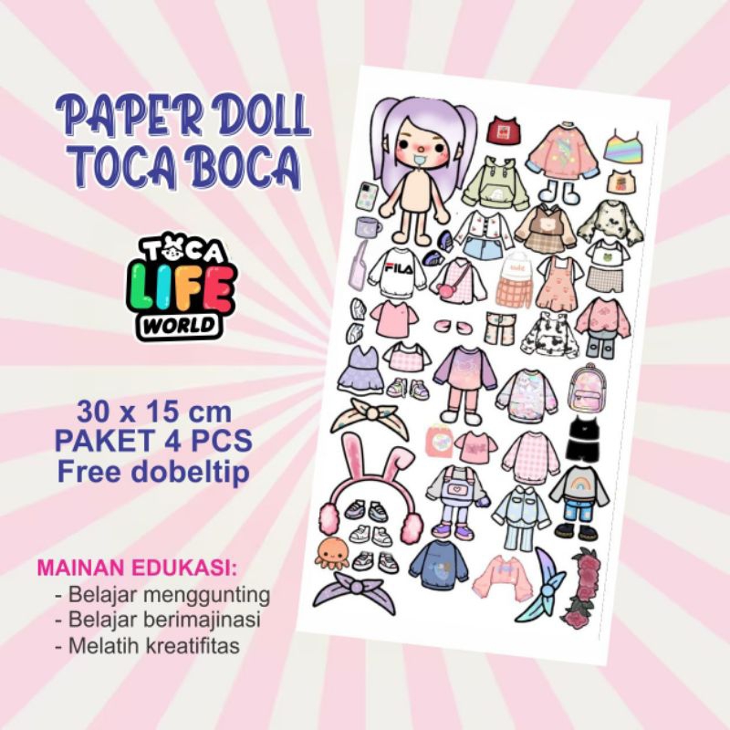Jual paper doll toca boca / mainan BP toca boca / mainan anak viral ...