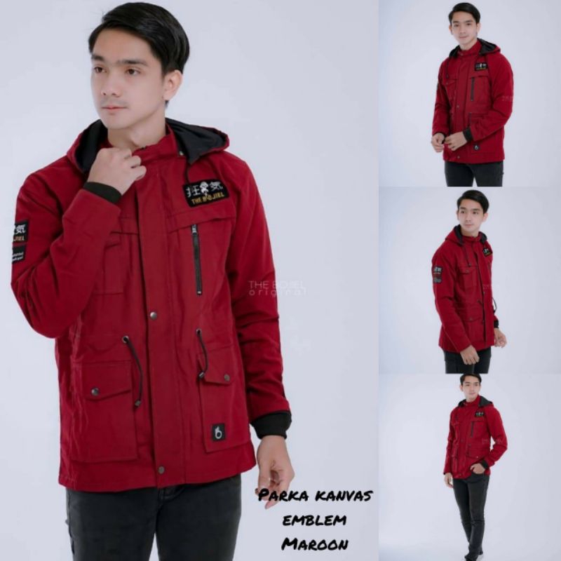Jual Jaket Parka Pria Material Kanvas Premium Original Warna Merah ...