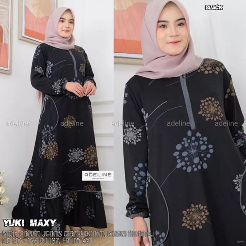 Jual Premium Yuki Maxy Gamis Diana Denim Busui Terbaru Sleting Remple Sabihan Original Solo ...