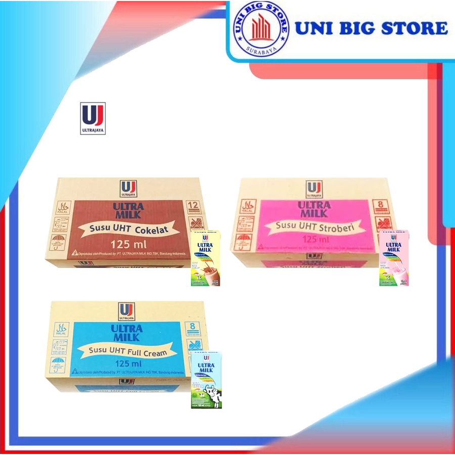 Jual Susu ULTRA UHT Milk Coklat Strawberry Full Cream 125 ml 40 pcs DUS | Shopee Indonesia