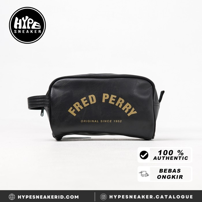 Jual Tas FRED PERRY WAVE GOLD BLACK POUCH 100% ORIGINAL | Shopee Indonesia