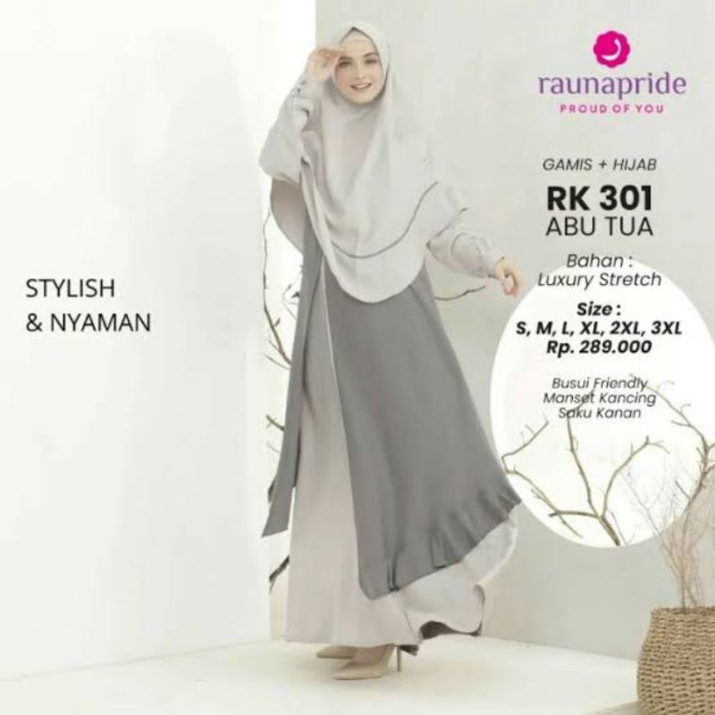Jual GAMIS DEWASA RAUNA RK 30 ABU TUA UKURAN L | Shopee Indonesia